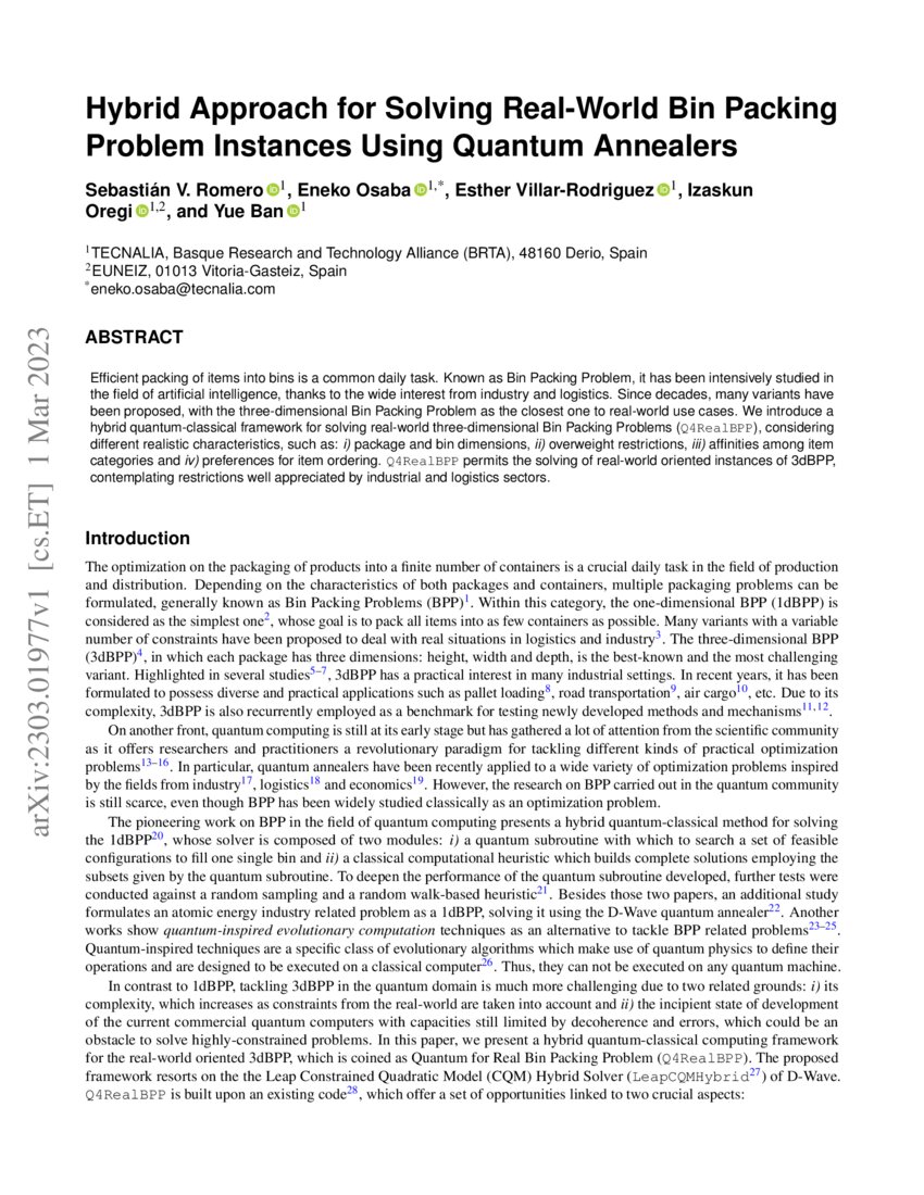 Hybrid Approach for Solving Real-World Bin Packing Problem Instances ...
