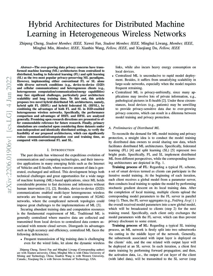 Hybrid Architectures for Distributed Machine Learning in Heterogeneous Wireless Networks | DeepAI