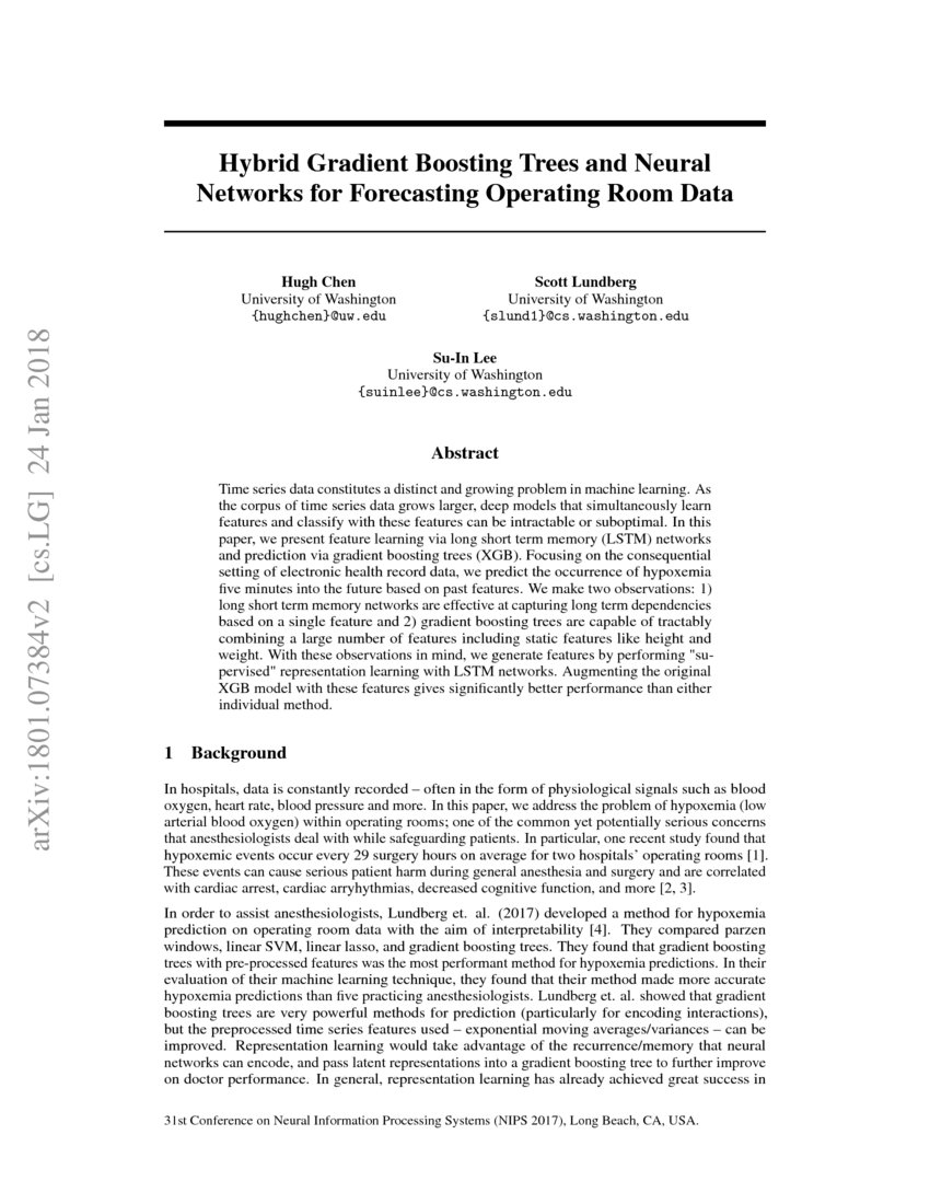 Hybrid Gradient Boosting Trees And Neural Networks For Forecasting Operating Room Data Deepai