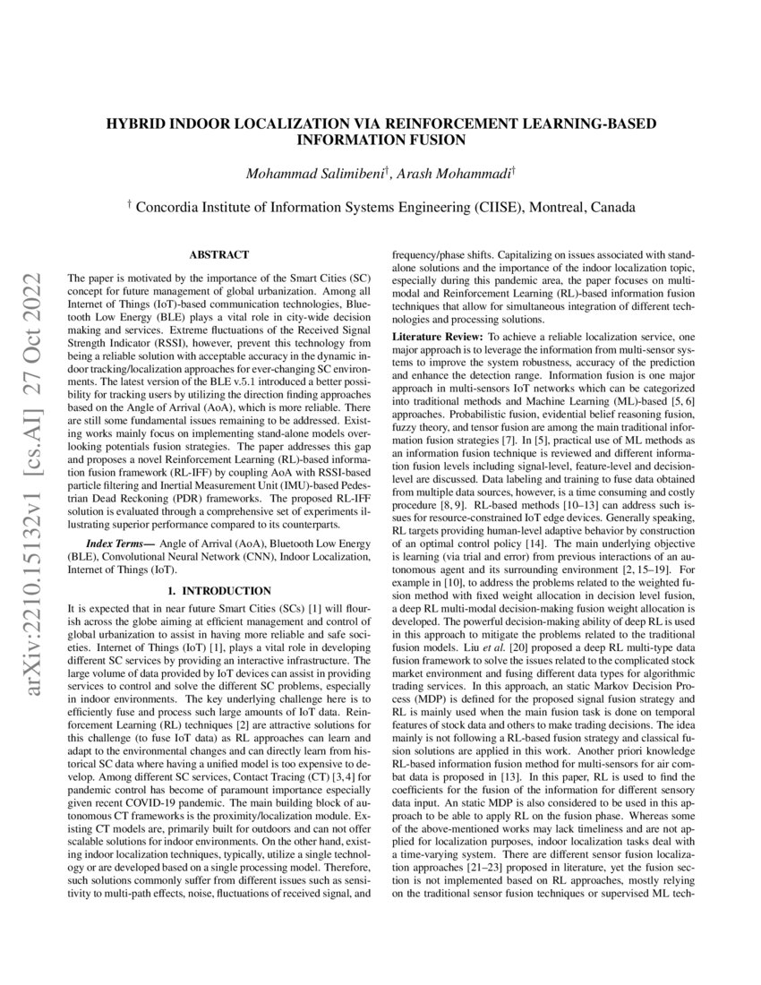 Hybrid Indoor Localization via Reinforcement Learning-based Information Fusion | DeepAI