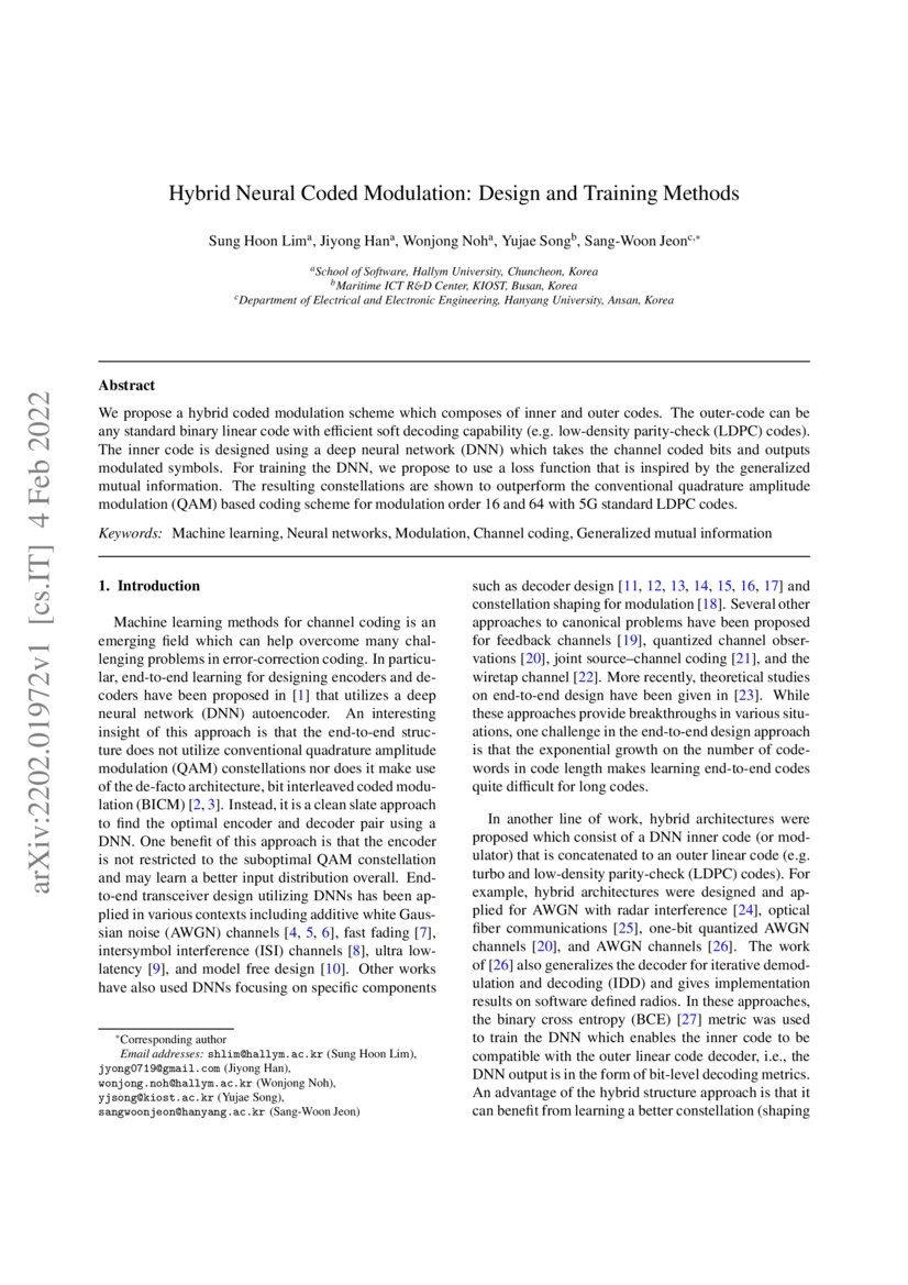 Hybrid Neural Coded Modulation: Design and Training Methods | DeepAI