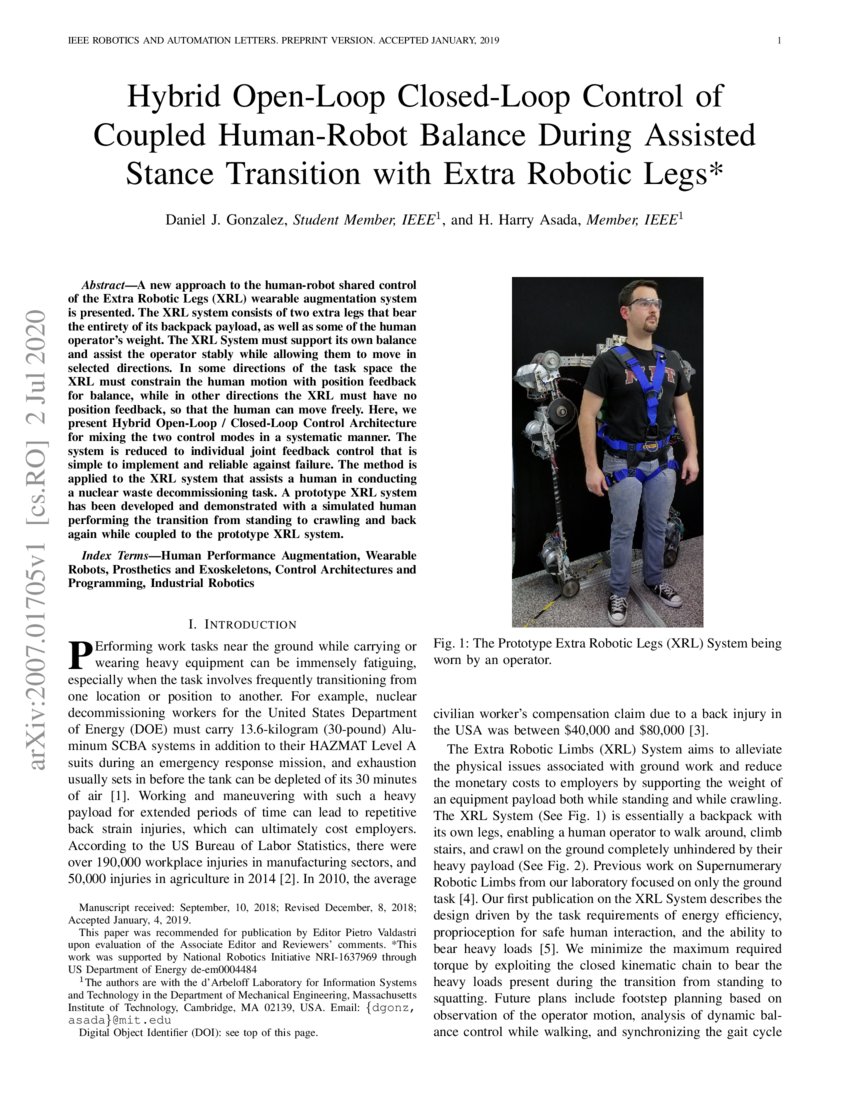 Hybrid Open-Loop Closed-Loop Control of Coupled Human-Robot Balance ...