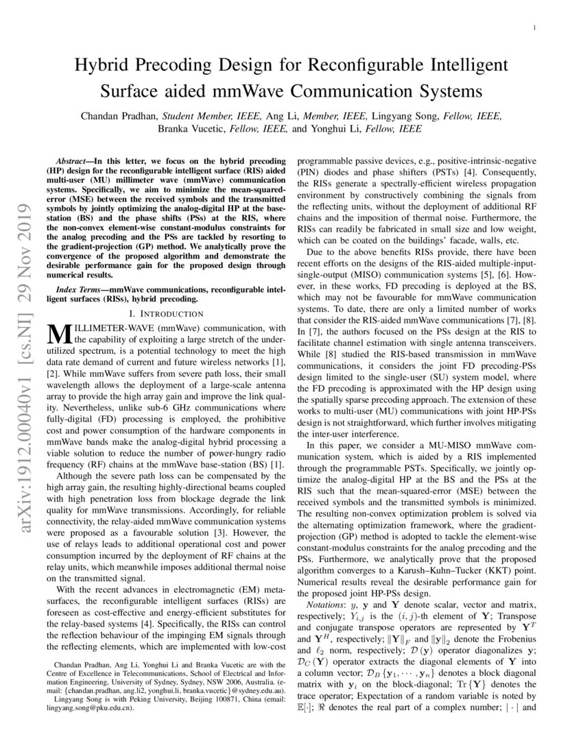 Hybrid Precoding Design For Reconfigurable Intelligent Surface Aided Mmwave Communication