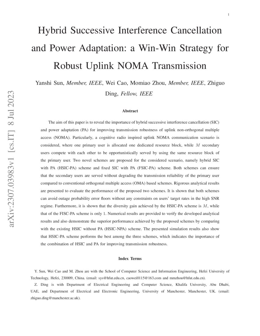 Hybrid Successive Interference Cancellation And Power Adaptation A Win Win Strategy For Robust 8141