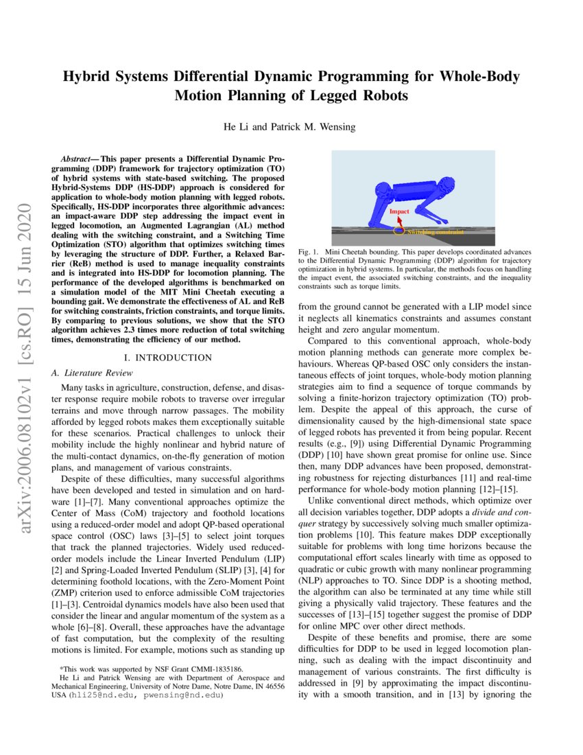 Hybrid Systems Differential Dynamic Programming For Whole Body Motion Planning Of Legged Robots
