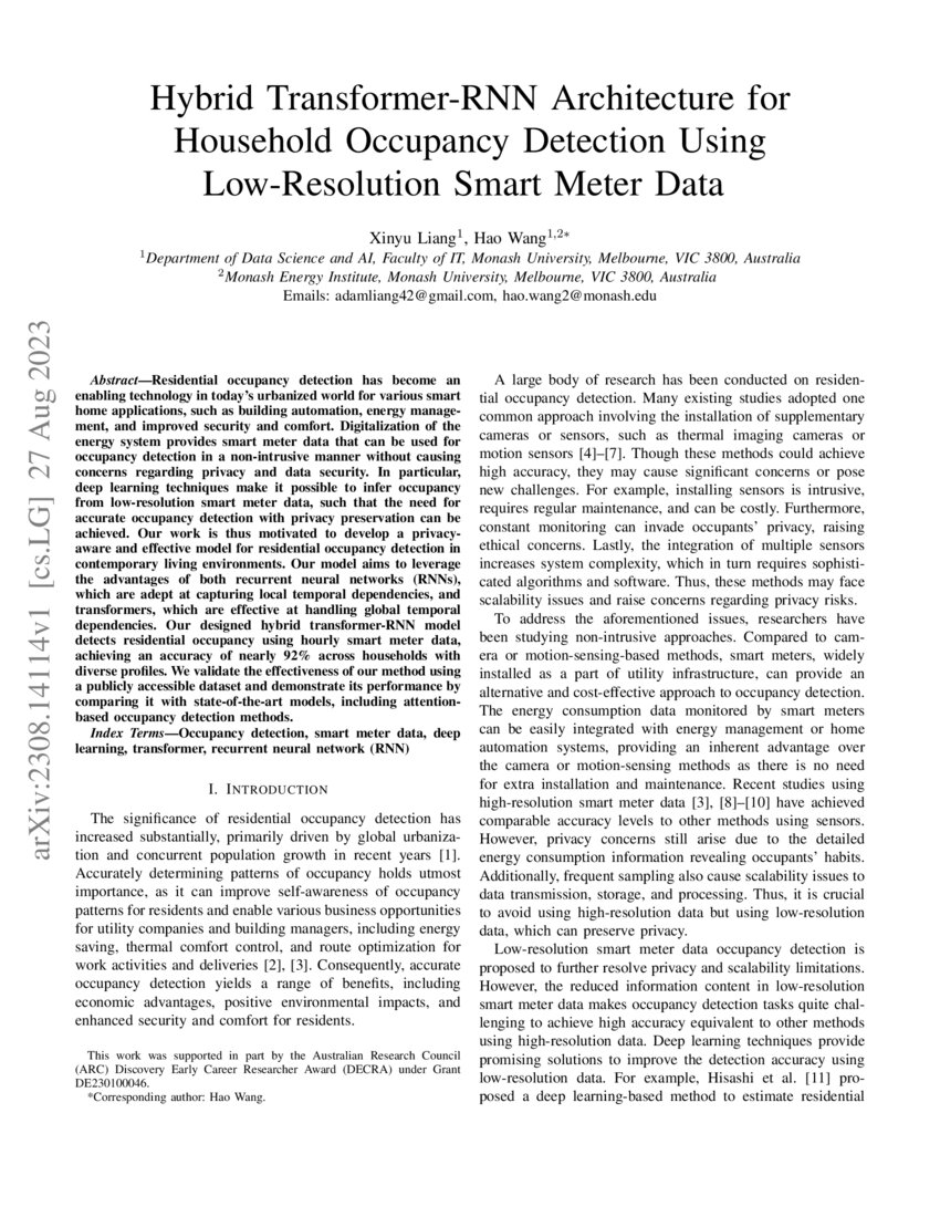 Hybrid Transformer-RNN Architecture for Household Occupancy Detection Using Low-Resolution Smart ...