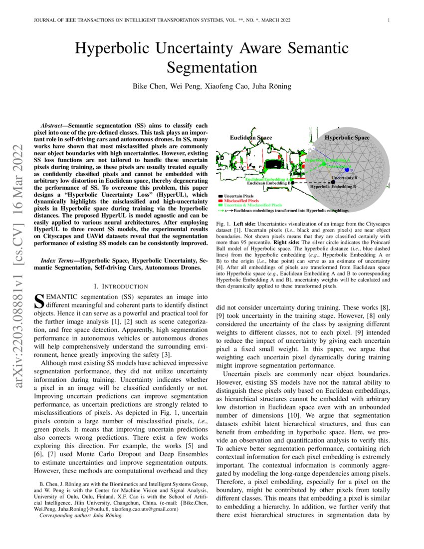 Hyperbolic Uncertainty Aware Semantic Segmentation | DeepAI