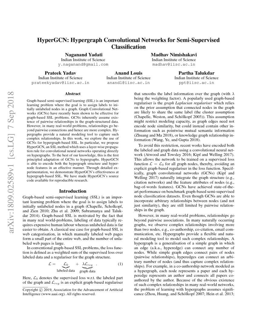 Hypergcn Hypergraph Convolutional Networks For Semi Supervised Classification Deepai
