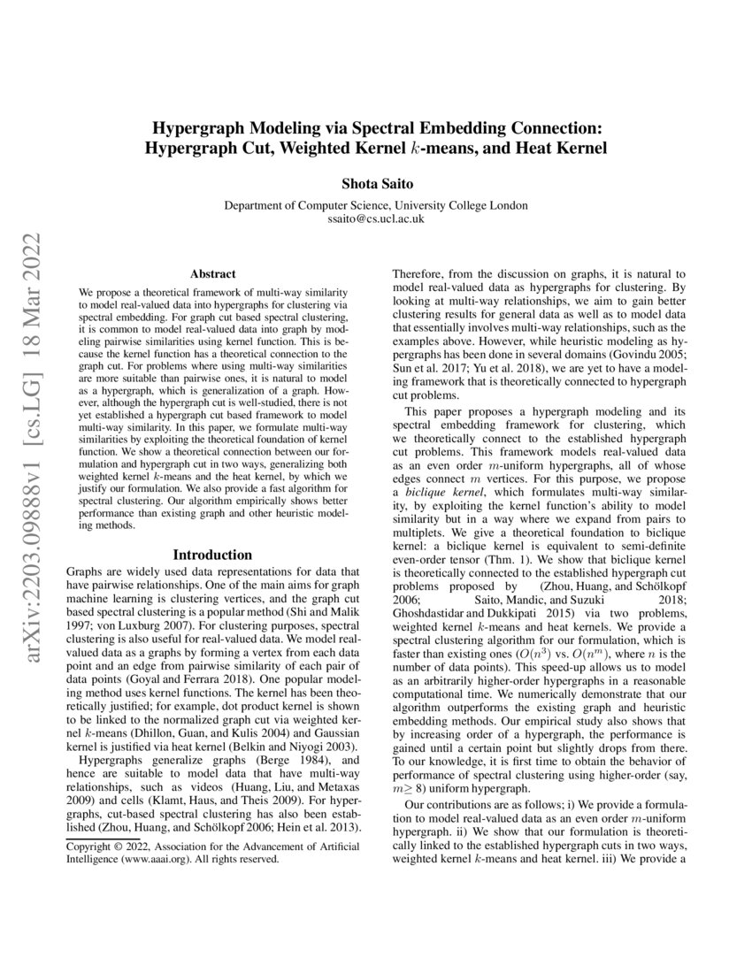 Hypergraph Modeling Via Spectral Embedding Connection Hypergraph Cut