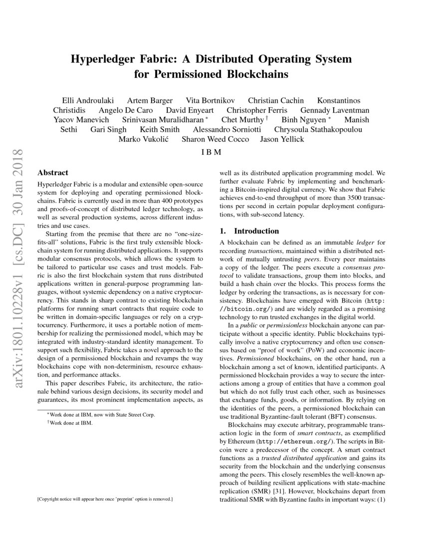 Hyperledger Fabric: A Distributed Operating System for Permissioned Blockchains | DeepAI