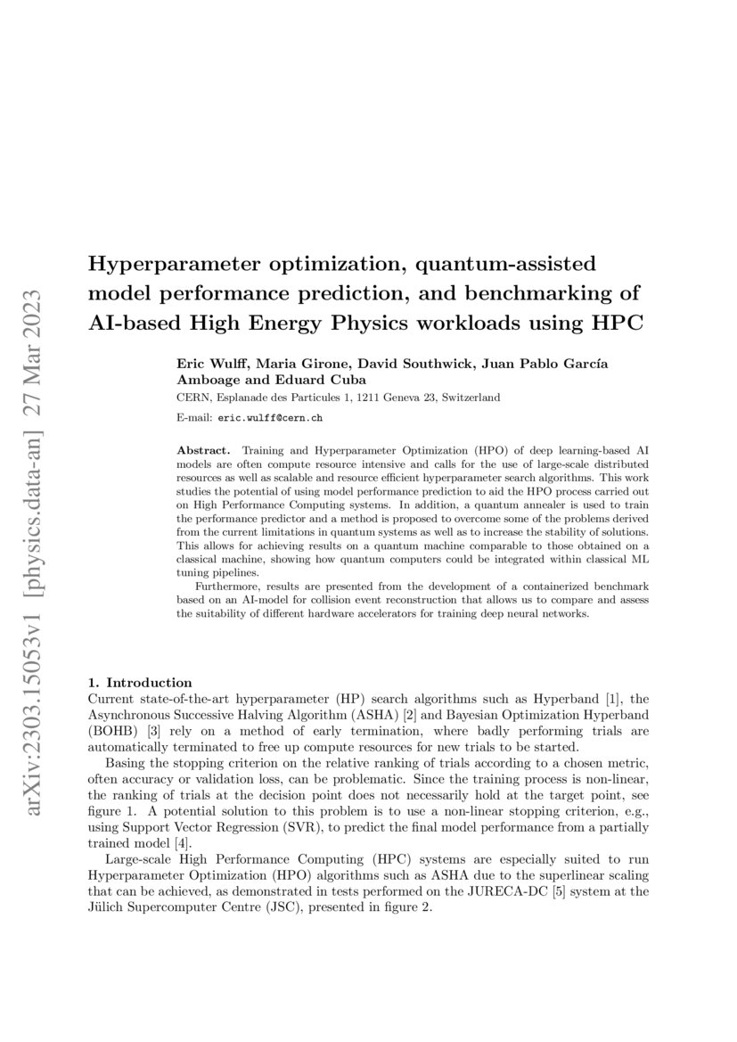 Hyperparameter Optimization Quantum Assisted Model Performance Prediction And Benchmarking Of