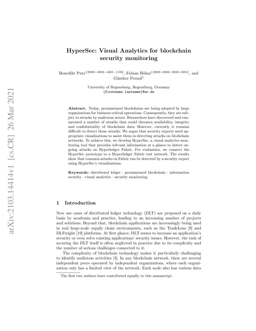 HyperSec: Visual Analytics for blockchain security monitoring | DeepAI