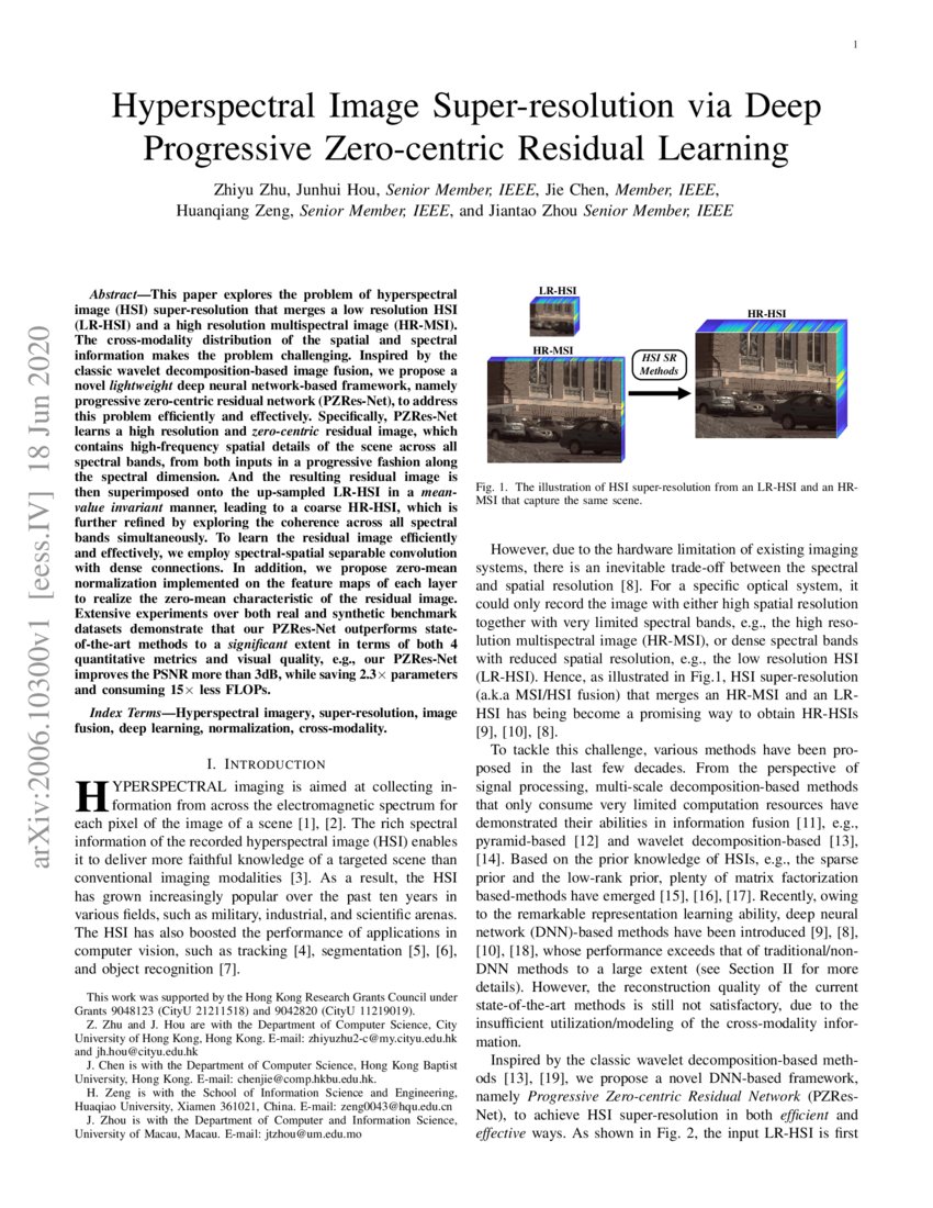 Hyperspectral Image Super-resolution via Deep Progressive Zero-centric ...