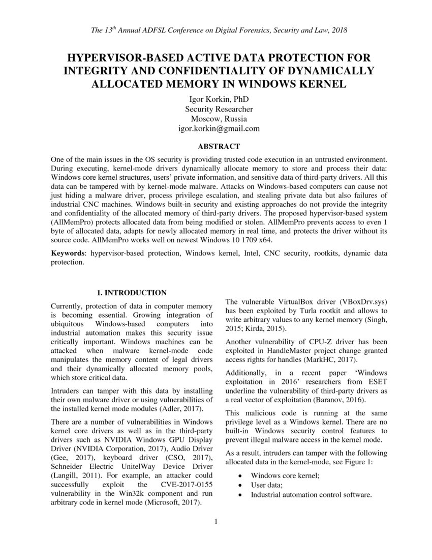 Hypervisor-Based Active Data Protection for Integrity and ...