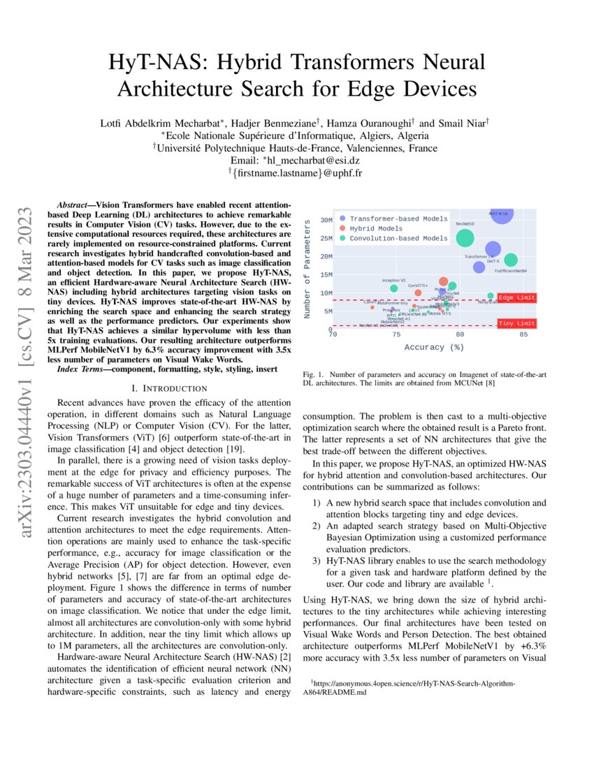 HyT-NAS: Hybrid Transformers Neural Architecture Search for Edge Devices | DeepAI