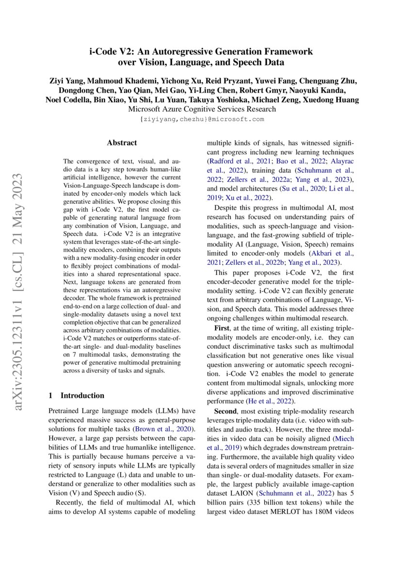 i-Code V2: An Autoregressive Generation Framework over Vision, Language ...