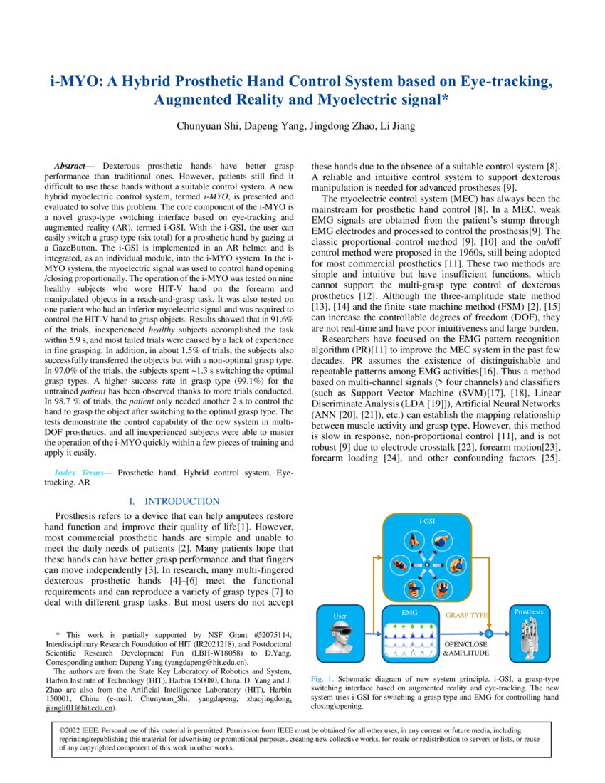 i-MYO: A Hybrid Prosthetic Hand Control System based on Eye-tracking ...