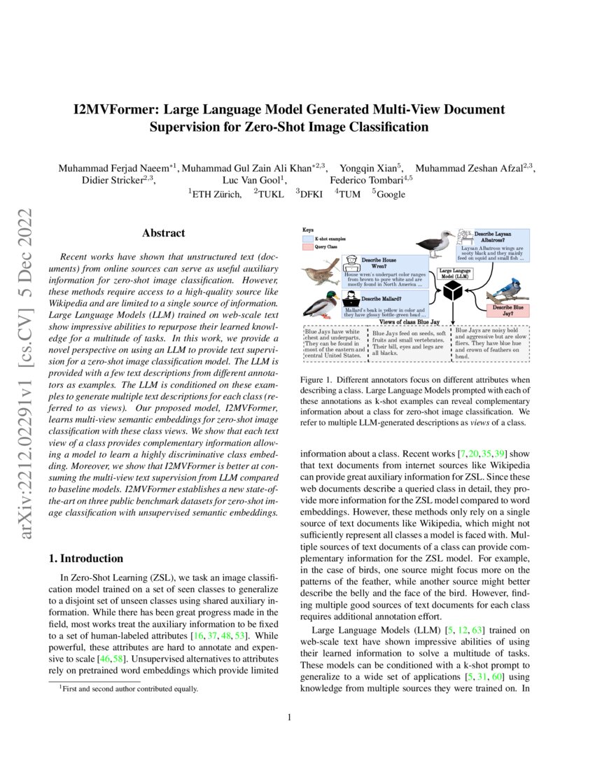 I2MVFormer: Large Language Model Generated Multi-View Document Supervision for Zero-Shot Image ...