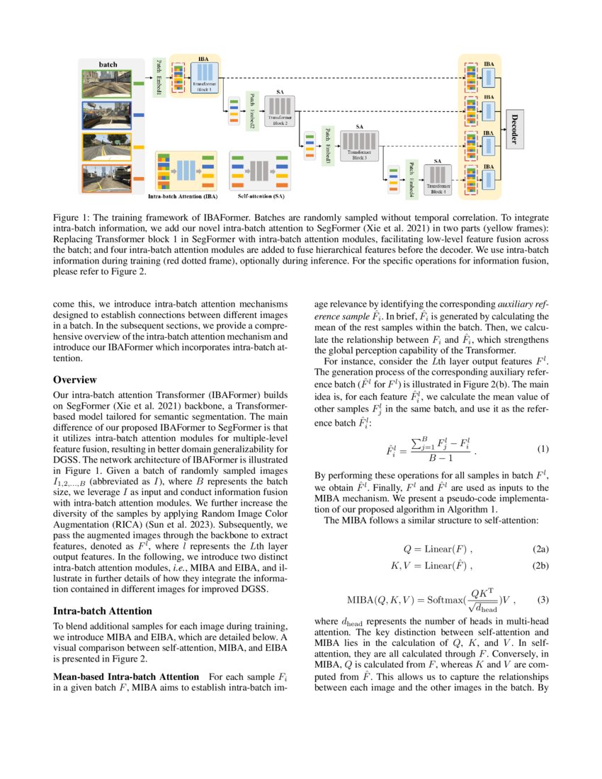 IBAFormer: Intra-batch Attention Transformer for Domain Generalized ...
