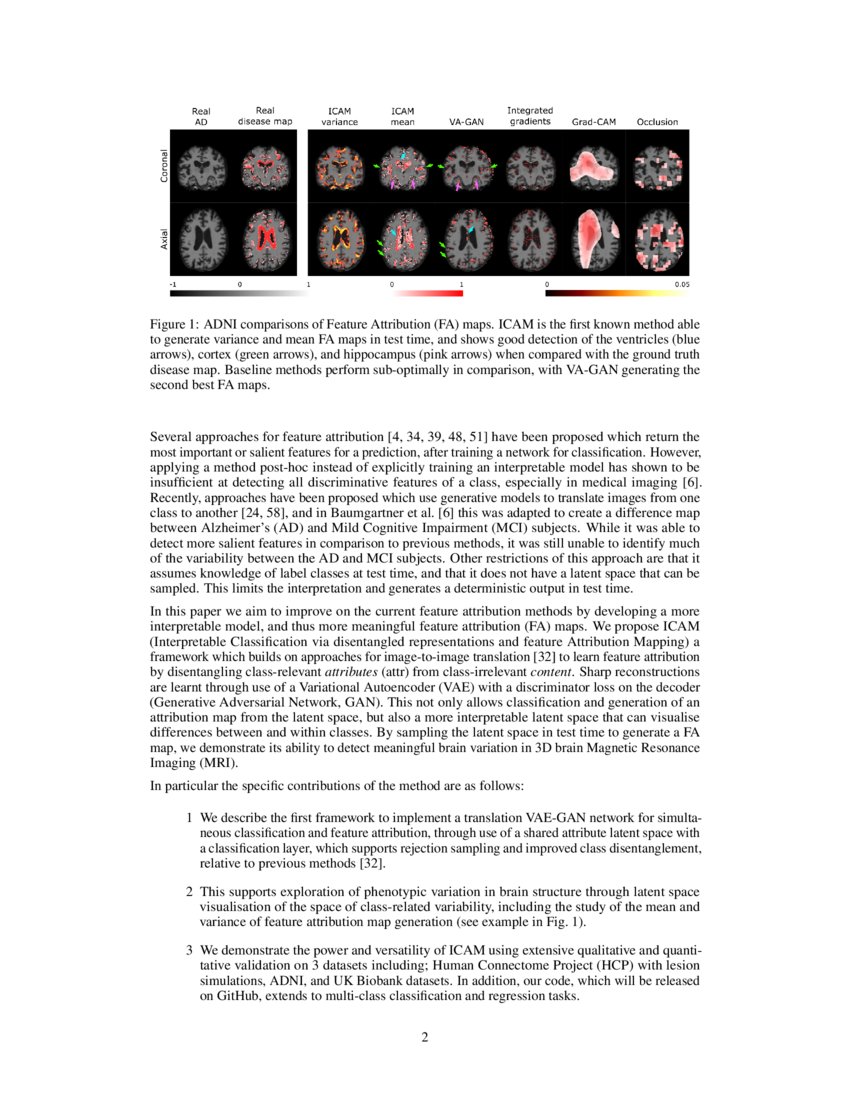 Icam Interpretable Classification Via Disentangled Representations And