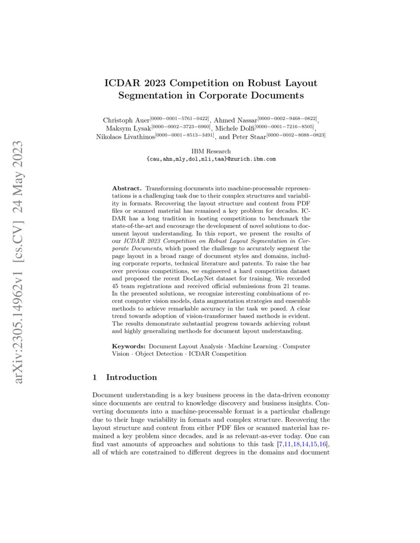 icdar-2023-competition-on-robust-layout-segmentation-in-corporate