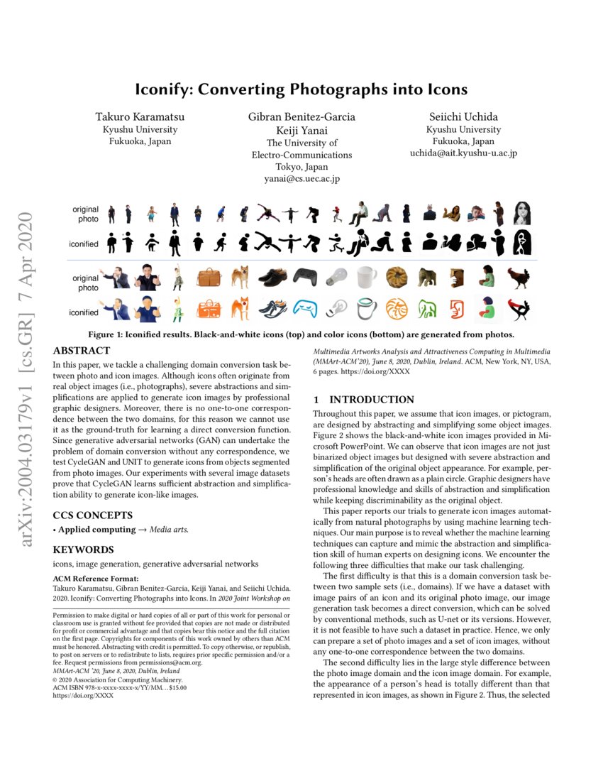 Iconify: Converting Photographs into Icons | DeepAI