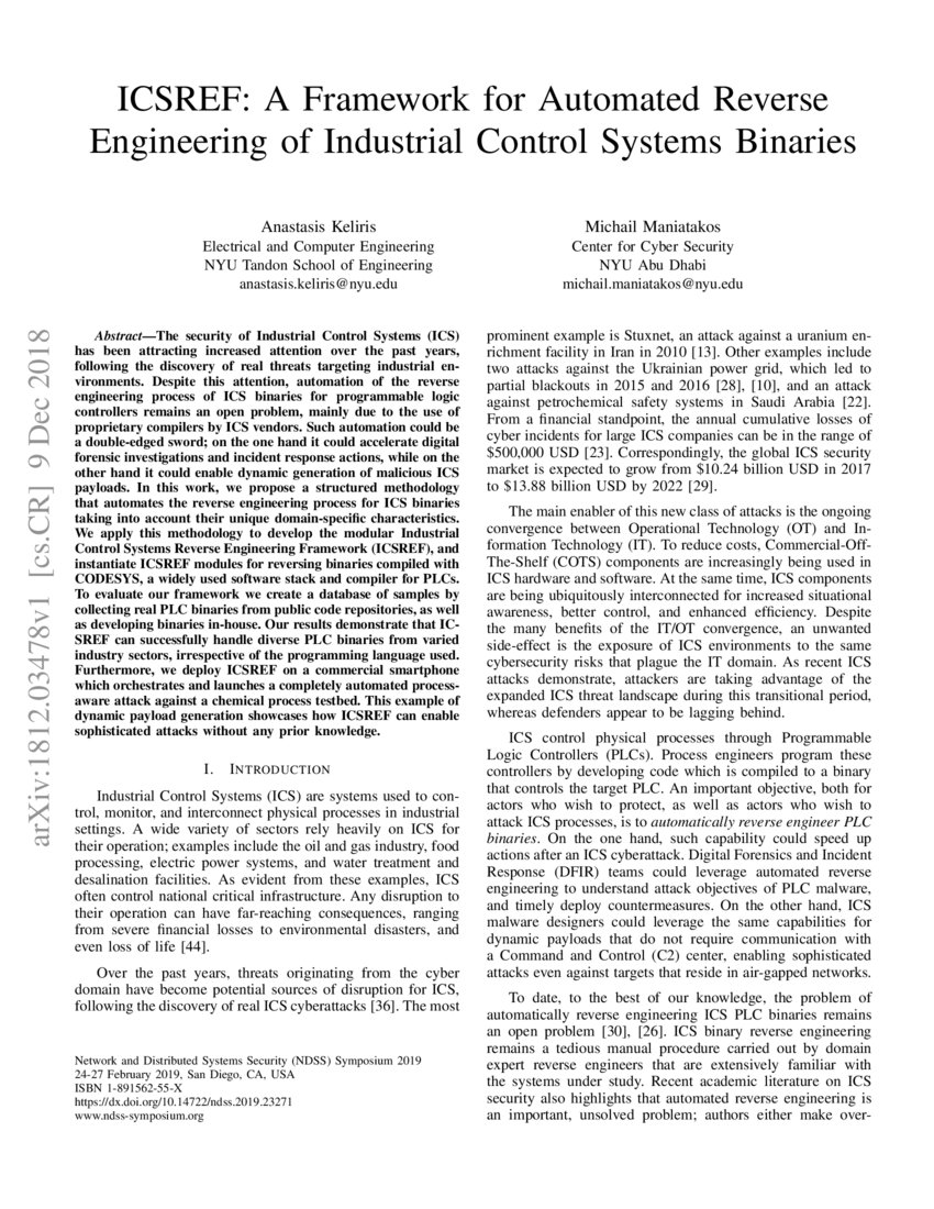 ICSREF: A Framework for Automated Reverse Engineering of Industrial ...