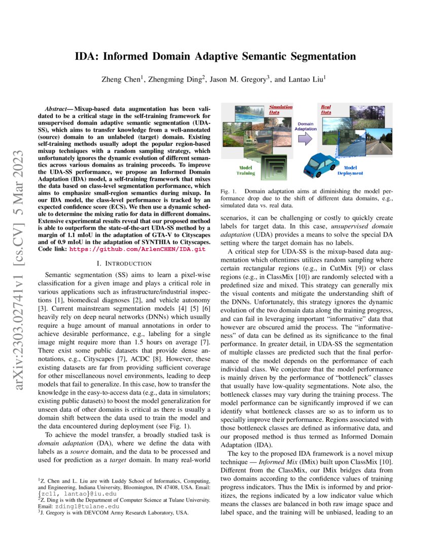 IDA: Informed Domain Adaptive Semantic Segmentation | DeepAI