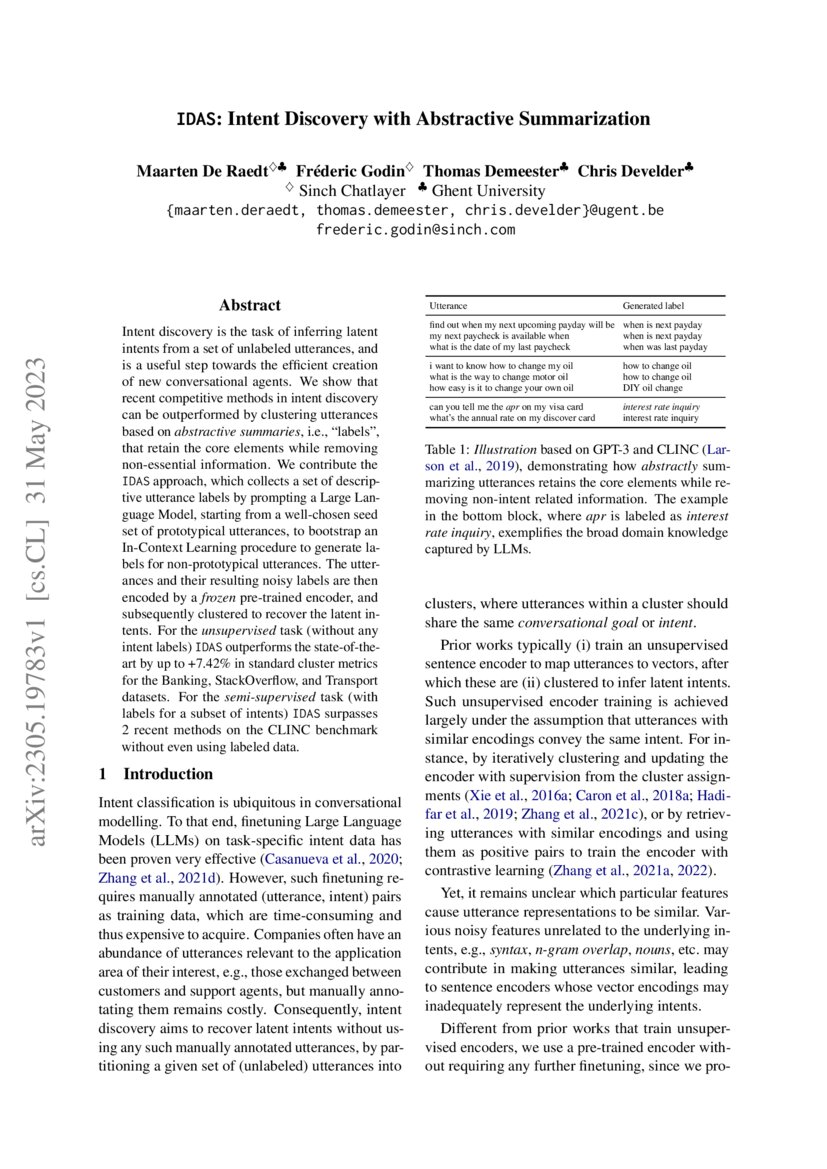 Idas Intent Discovery With Abstractive Summarization Deepai