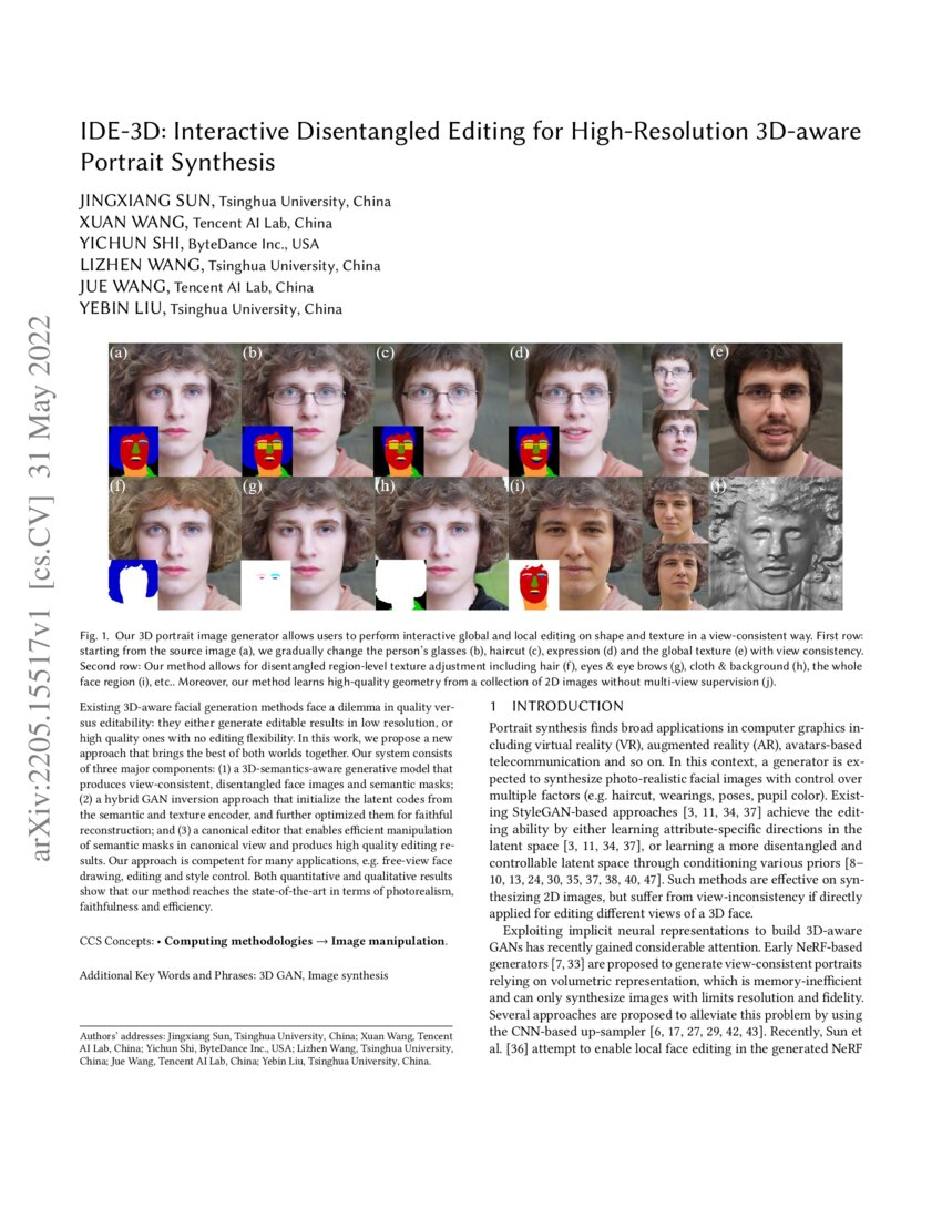 IDE-3D: Interactive Disentangled Editing for High-Resolution 3D-aware ...