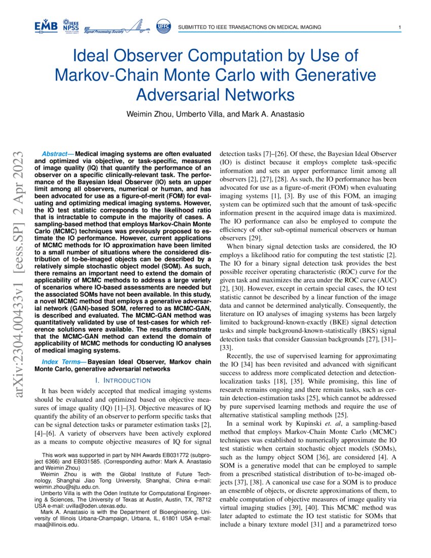 Ideal Observer Computation By Use Of Markov Chain Monte Carlo With Generative Adversarial