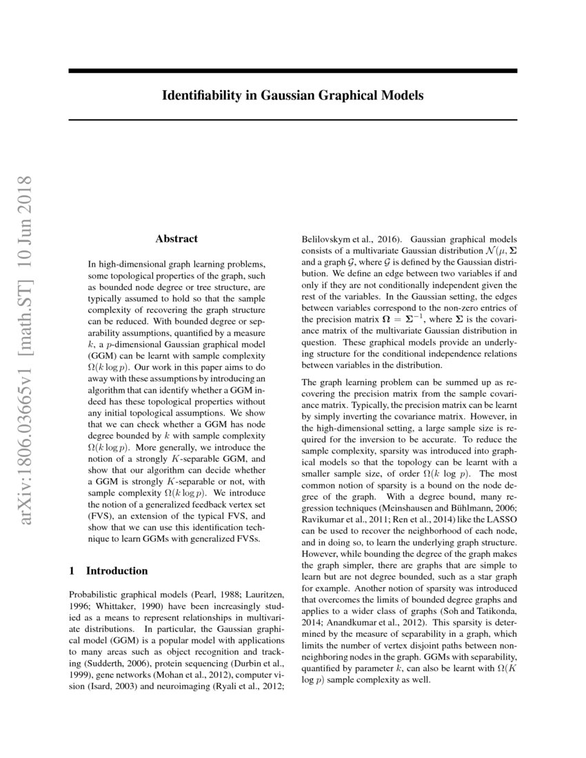 Identifiability in Gaussian Graphical Models | DeepAI