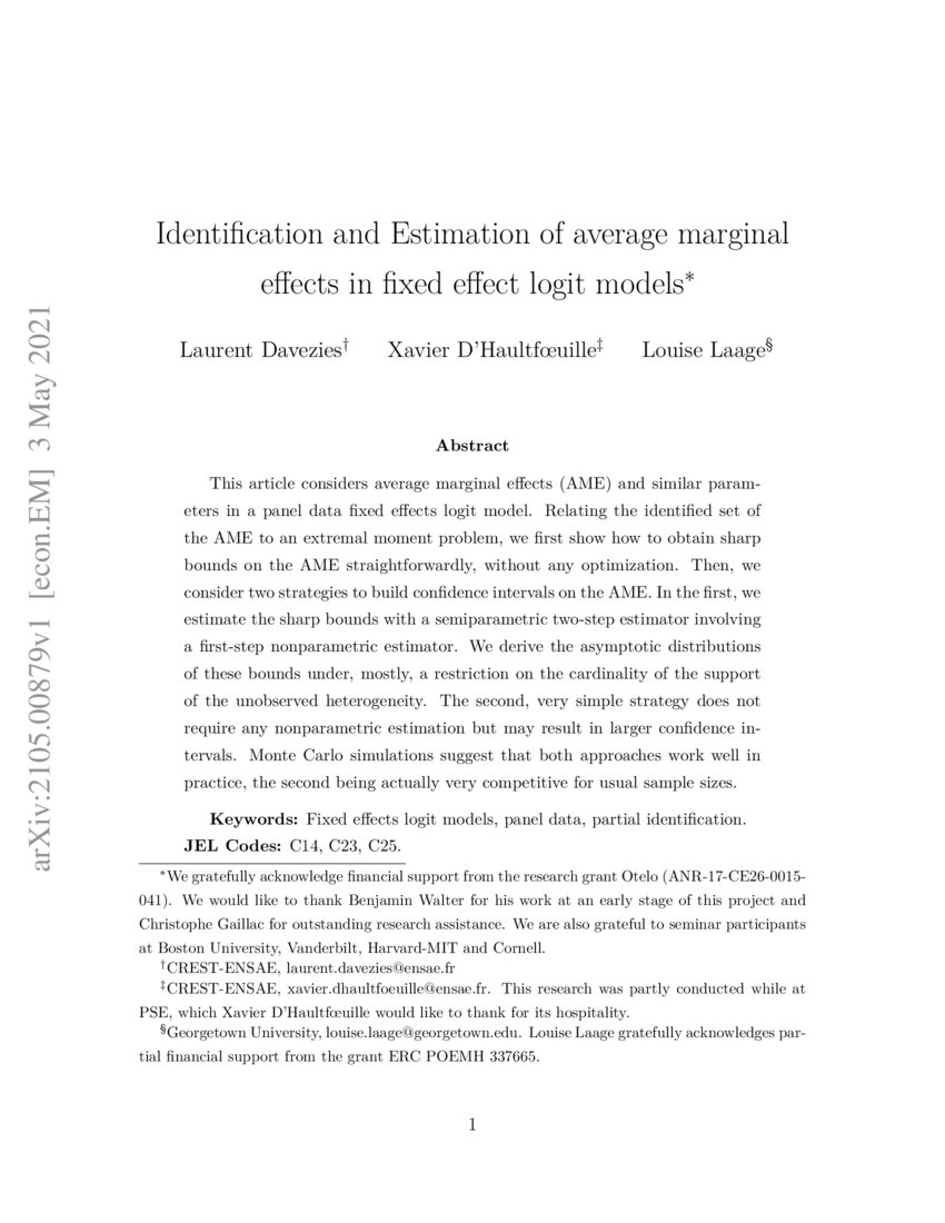 Identification And Estimation Of Average Marginal Effects In Fixed N identification-and-estimation-of-average-marginal-effects-in-fixed-n