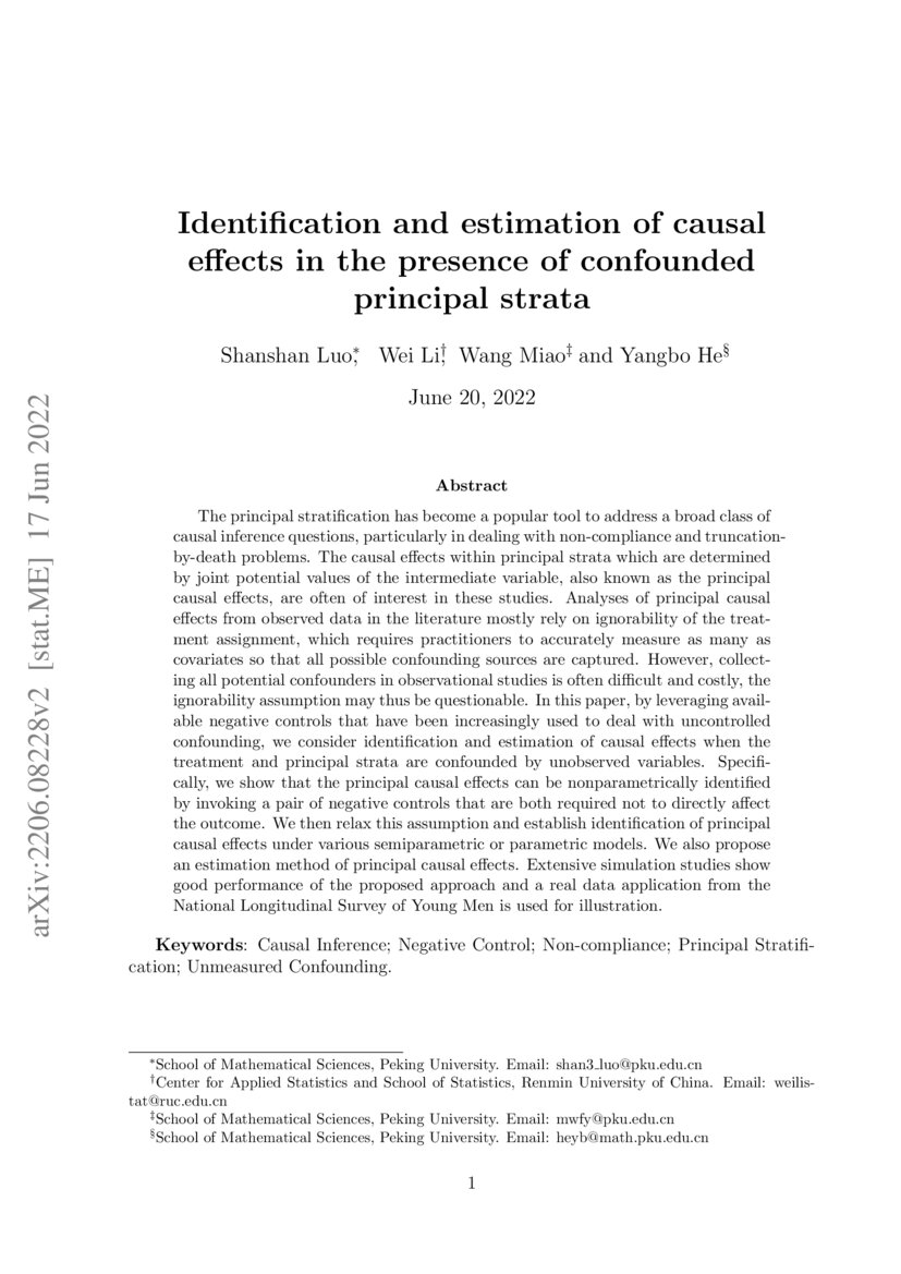 Identification And Estimation Of Causal Effects In The Presence Of