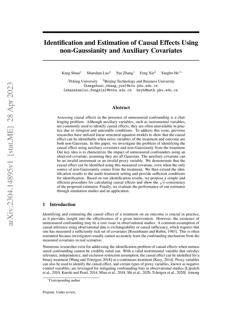 Identification And Estimation Of Causal Effects Using Non Gaussianity