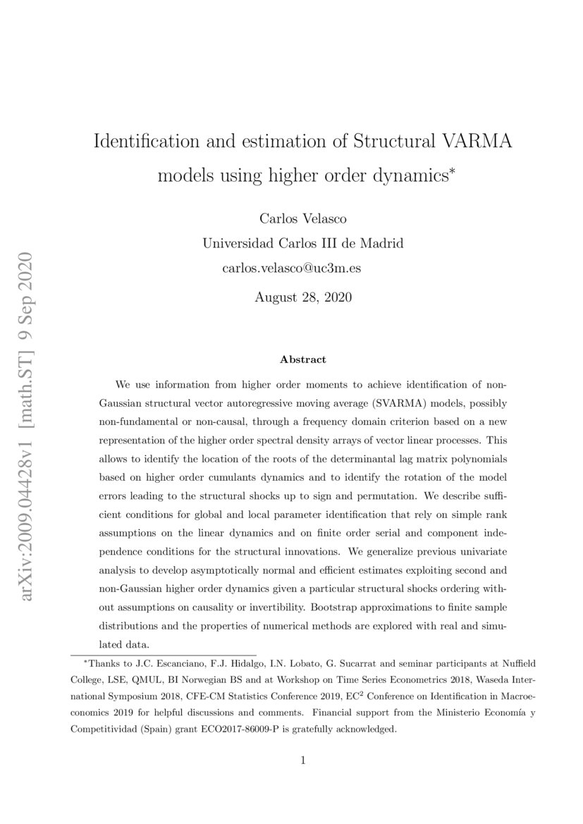 Identification And Estimation Of Structural Varma Models Using Higher Order Dynamics Deepai