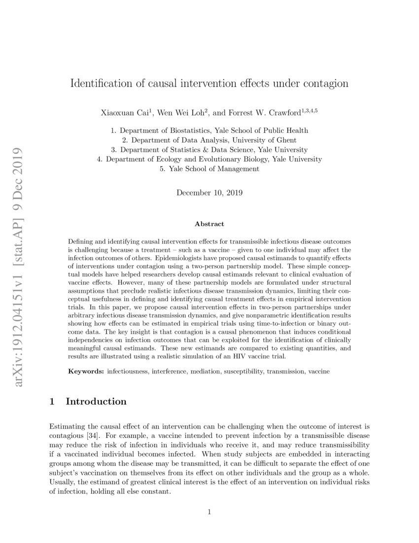 Identification Of Causal Intervention Effects Under Contagion Deepai