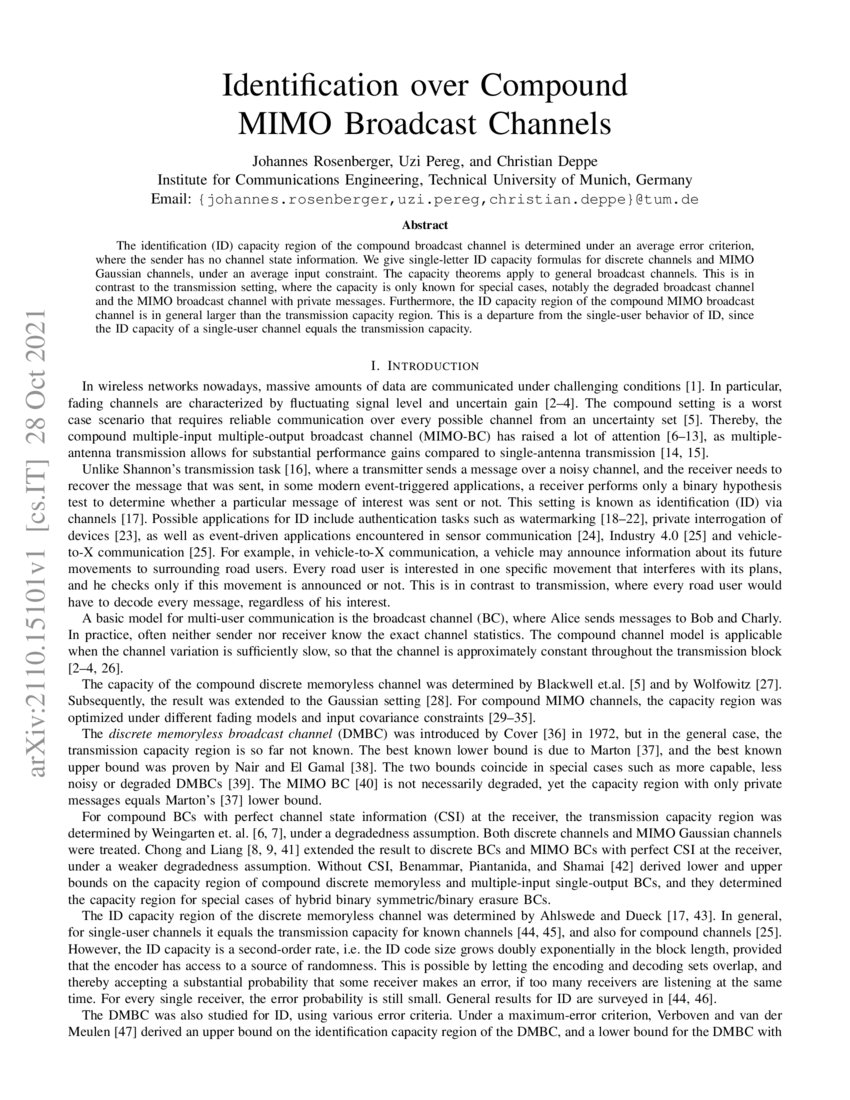 Identification over Compound MIMO Broadcast Channels | DeepAI