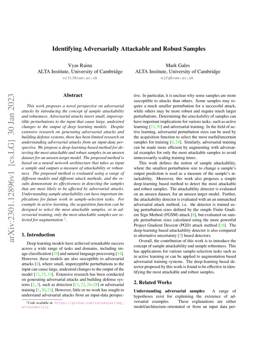 Identifying Adversarially Attackable And Robust Samples Deepai