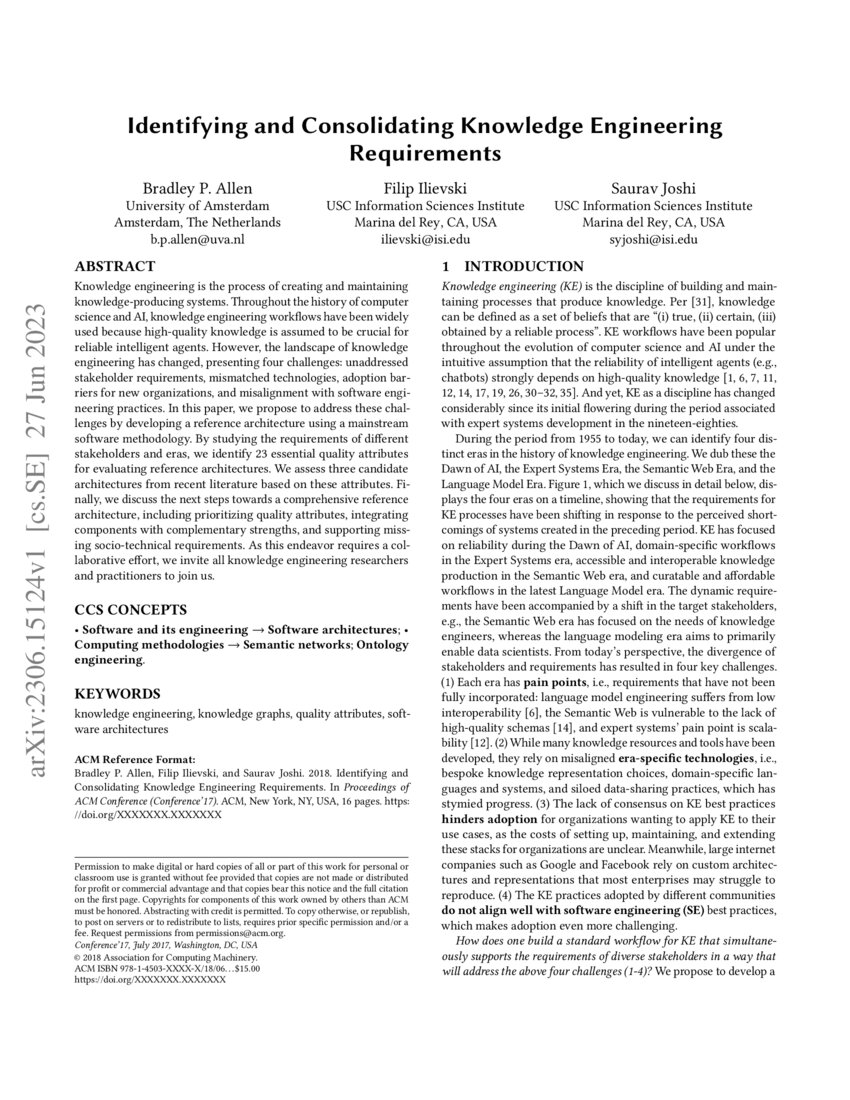Identifying and Consolidating Knowledge Engineering Requirements | DeepAI