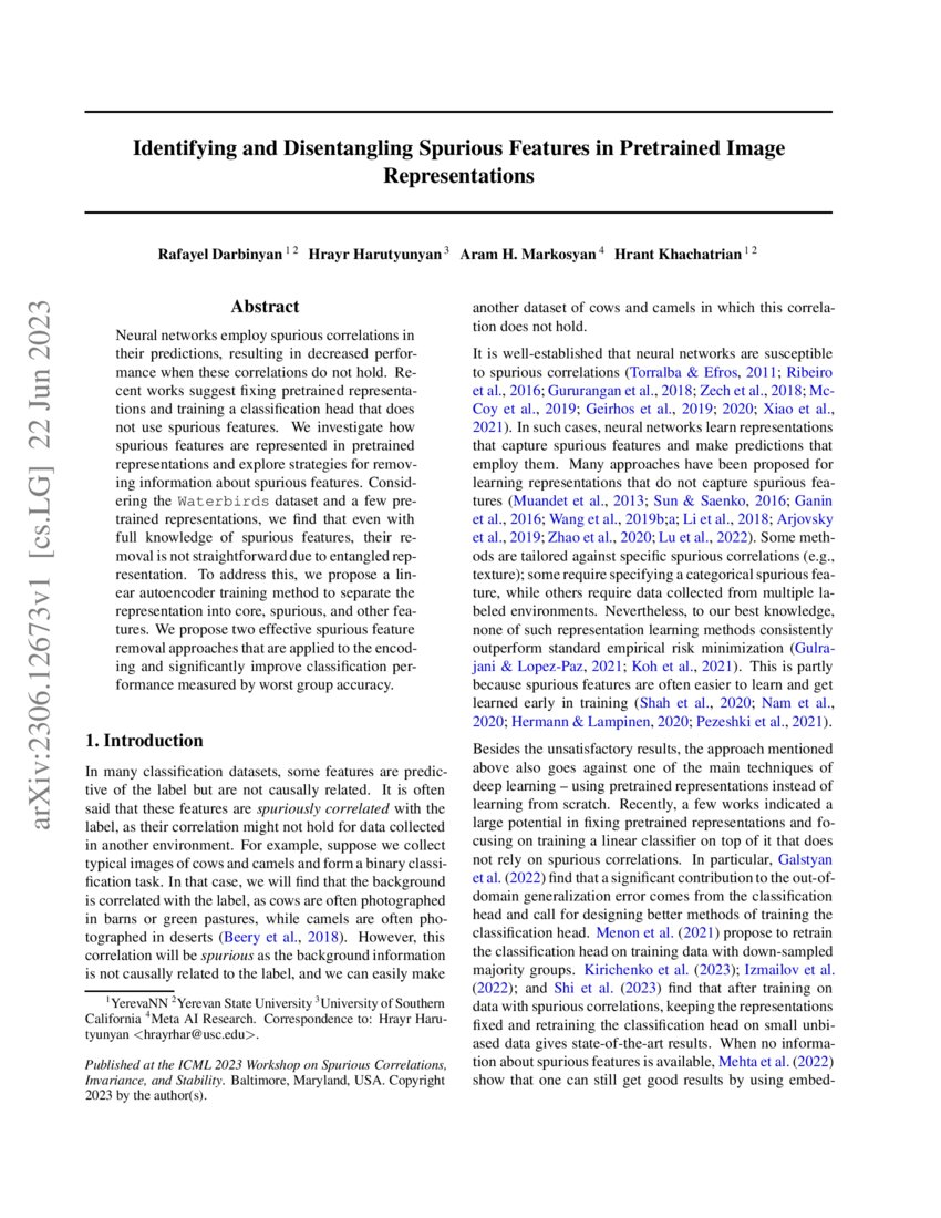 Identifying and Disentangling Spurious Features in Pretrained Image ...