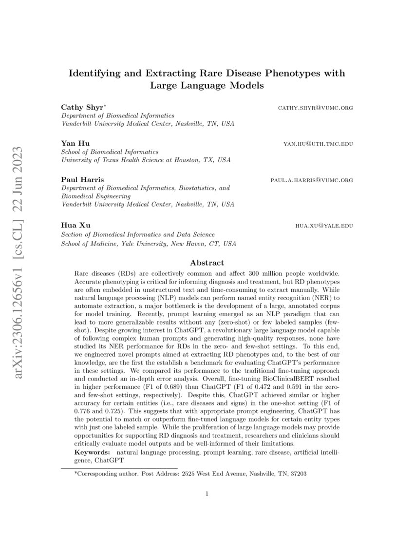 Identifying and Extracting Rare Disease Phenotypes with Large Language ...