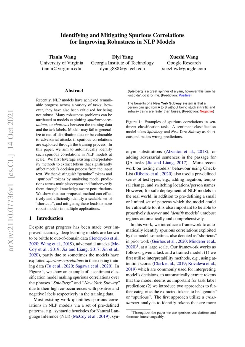 Identifying and Mitigating Spurious Correlations for Improving ... Identifying and Mitigating Spurious Correlations for Improving ...