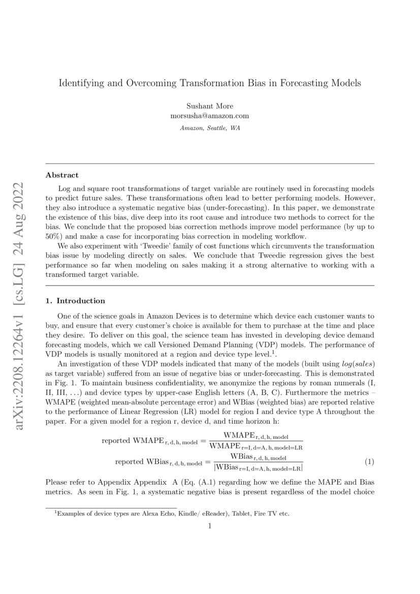 Identifying and Overcoming Transformation Bias in Forecasting Models | DeepAI