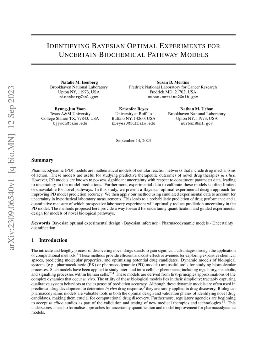 Identifying Bayesian Optimal Experiments For Uncertain Biochemical