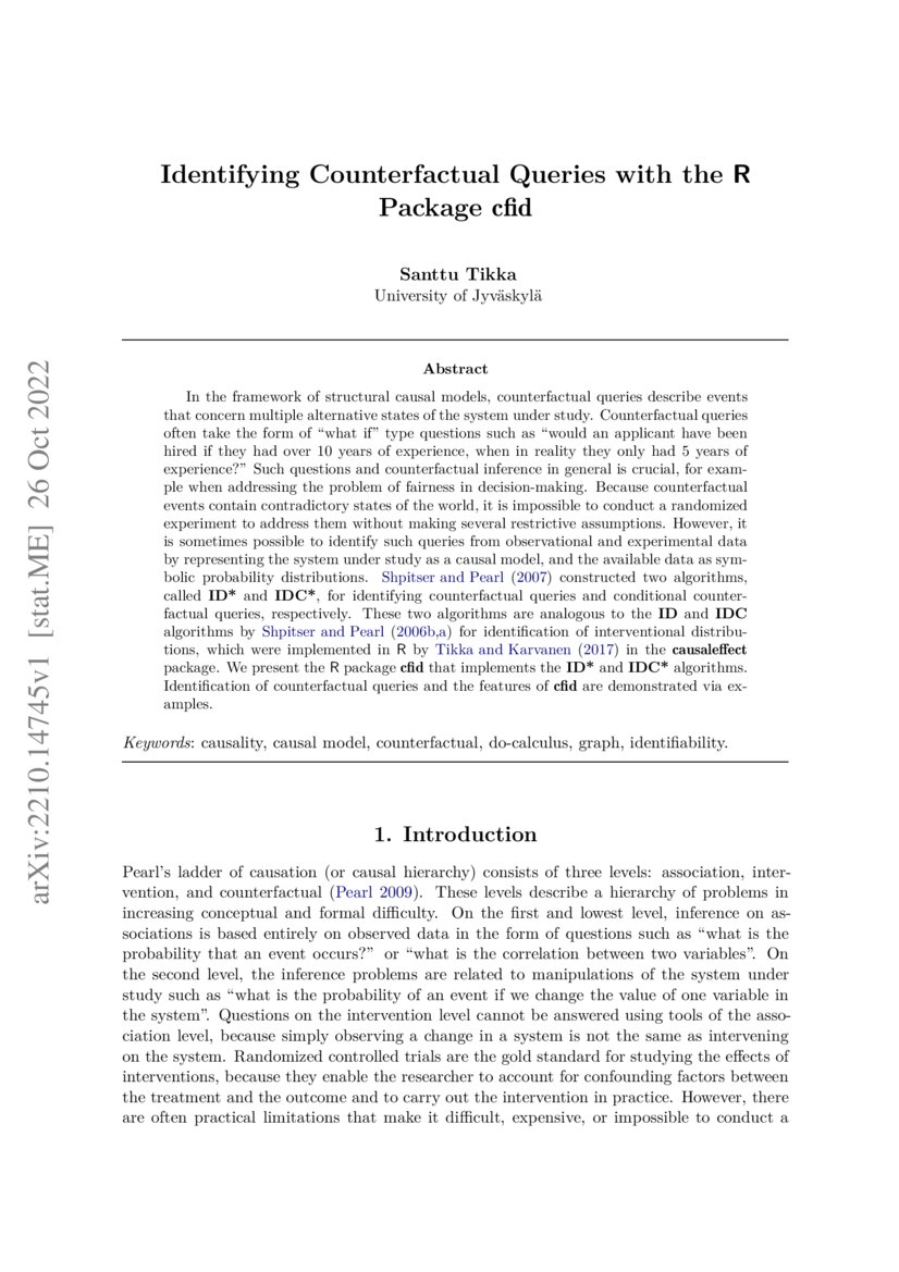 Identifying Counterfactual Queries With The R Package Cfid Deepai