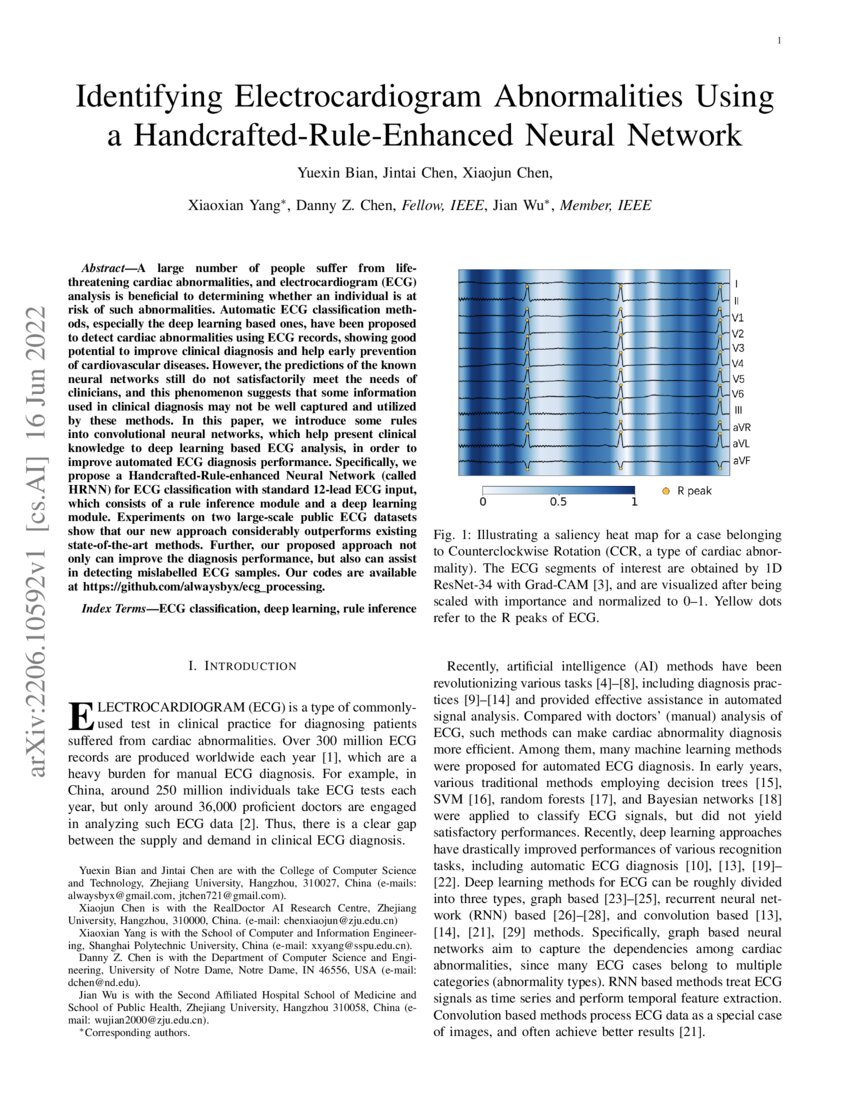 Identifying Electrocardiogram Abnormalities Using a Handcrafted-Rule-Enhanced Neural Network ...