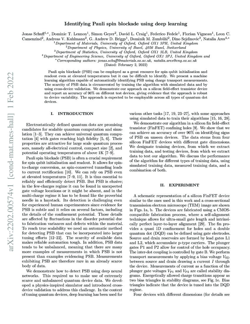 Identifying Pauli spin blockade using deep learning | DeepAI