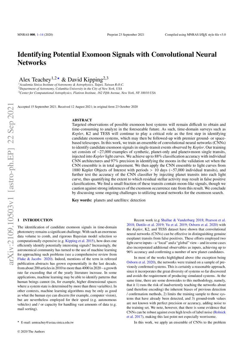 Identifying Potential Exomoon Signals With Convolutional Neural