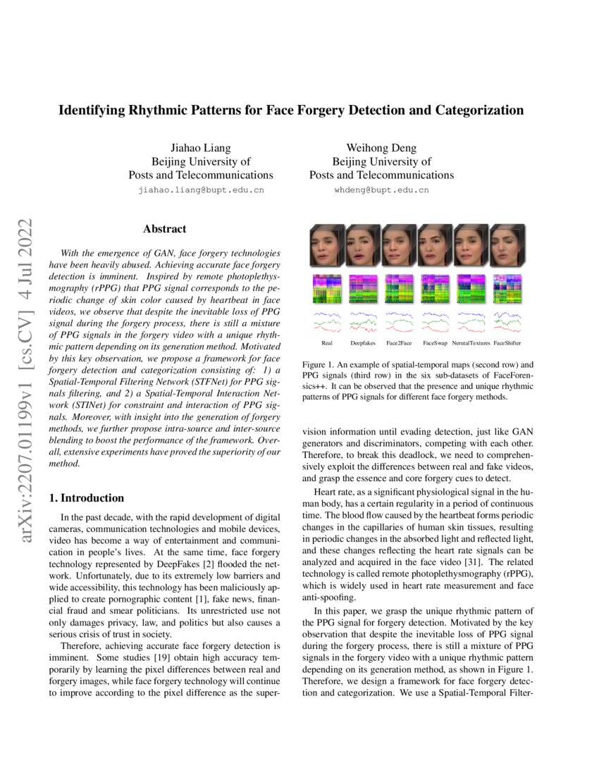 Identifying Rhythmic Patterns for Face Forgery Detection and Categorization | DeepAI
